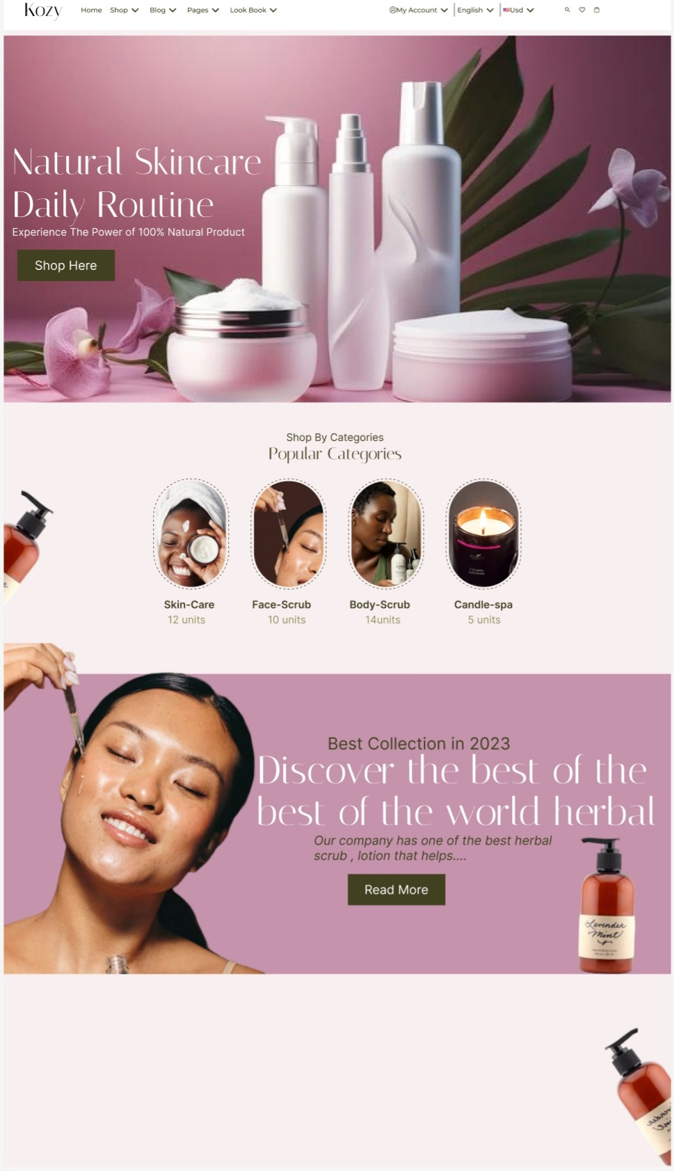 A skin care website design by Franklin Samuel on Dribbble
