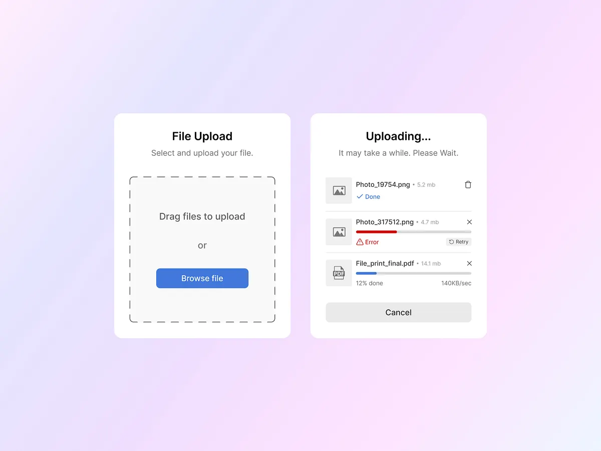 Browse thousands of Upload File UI images for design inspiration | Dribbble