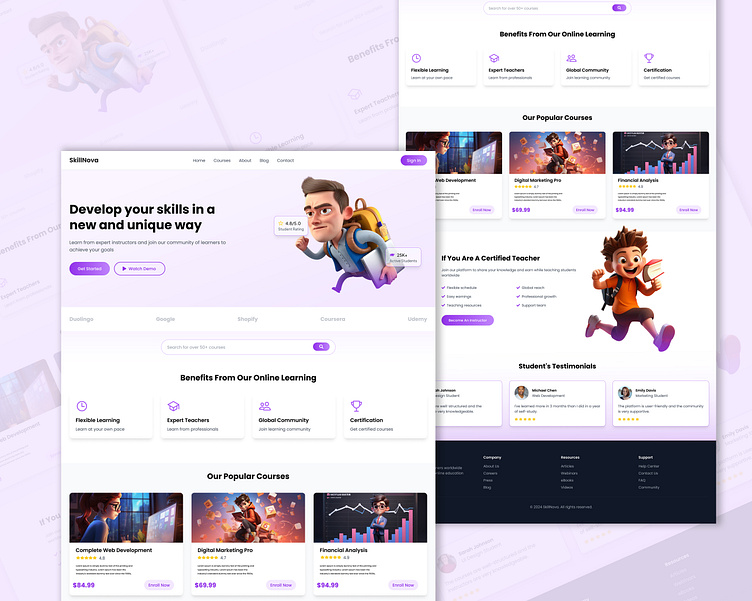 SkillNova – Modern Online Learning Platform Odoo Theme by Cybrosys Technologies on Dribbble