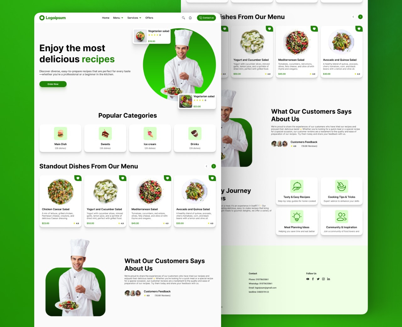 Landing Page For Recipes by Omar Sami on Dribbble