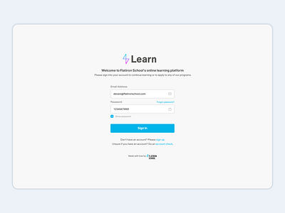 Learn.co sign in page by Devani Janssen on Dribbble