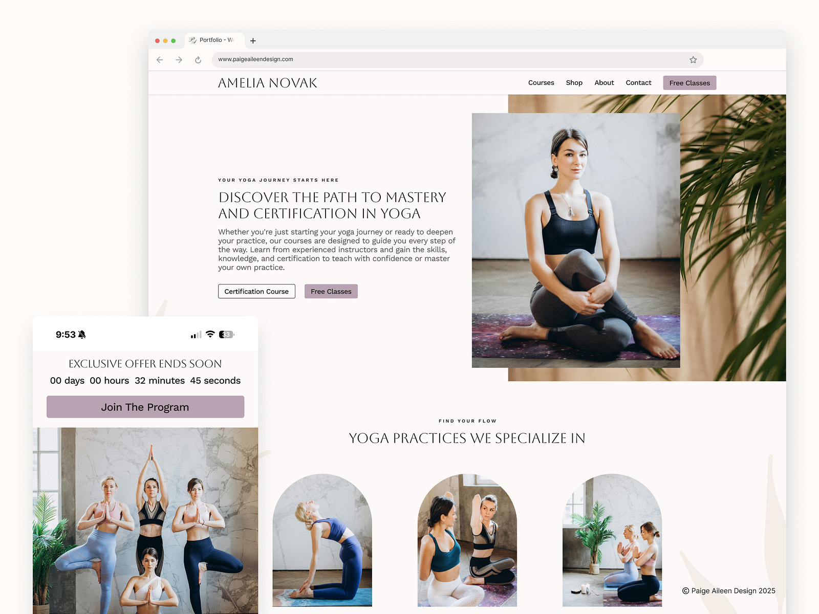 Amelia Novak - Concept Website for Yoga Course Creator by Paige Nausha ...