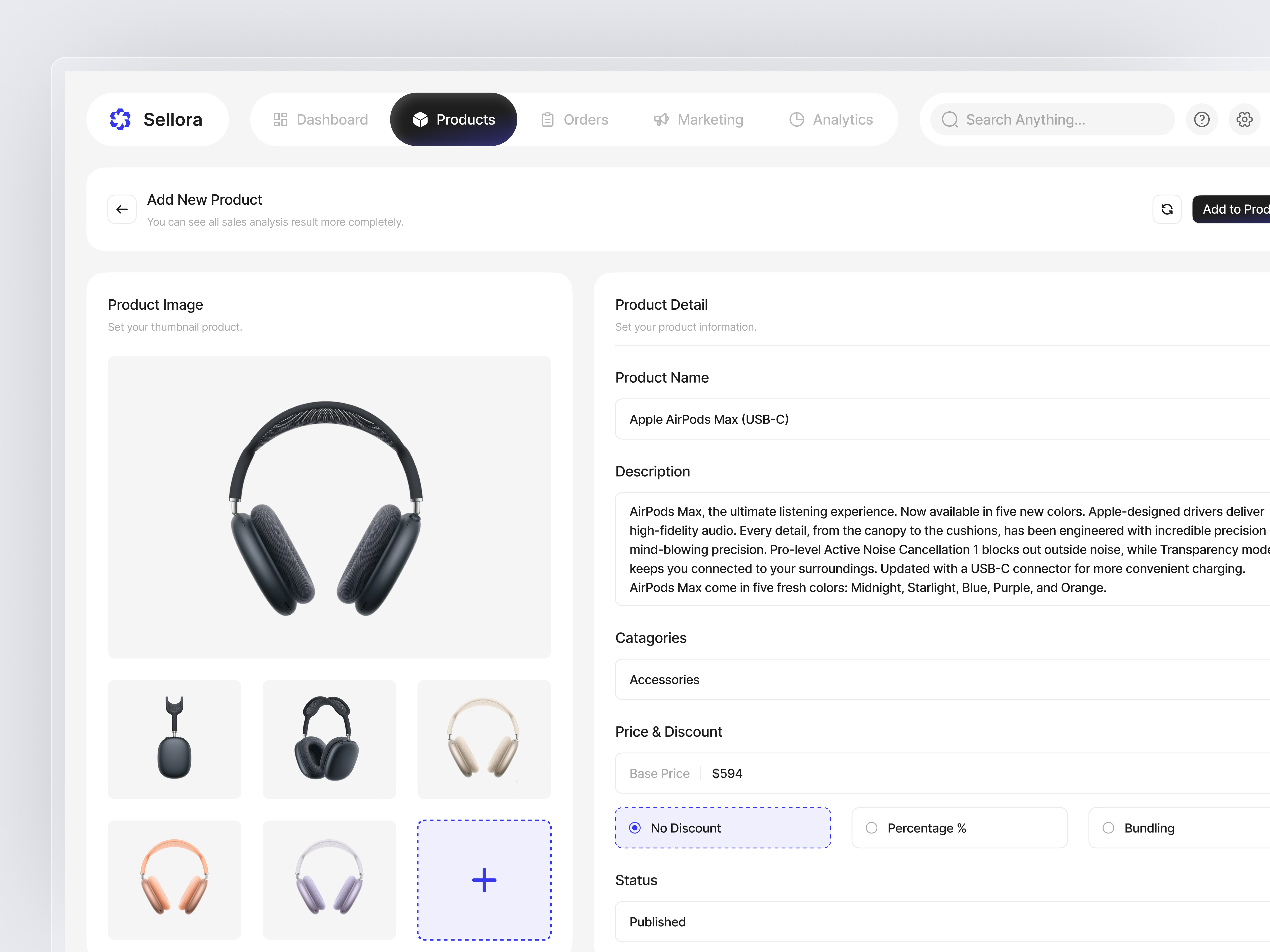 Sellora - Add New Product Marketplace Dashboard Saas by Ahmad Faizien for OnPoint Studio on Dribbble