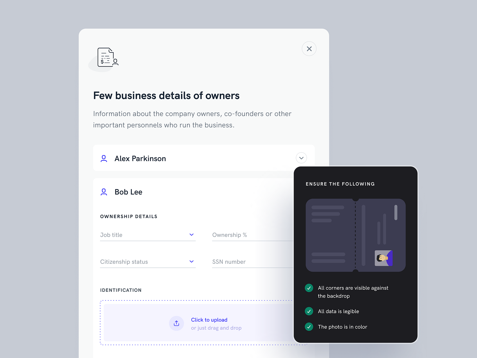Add Owner Details Modal by Vishnu Prasad V P on Dribbble