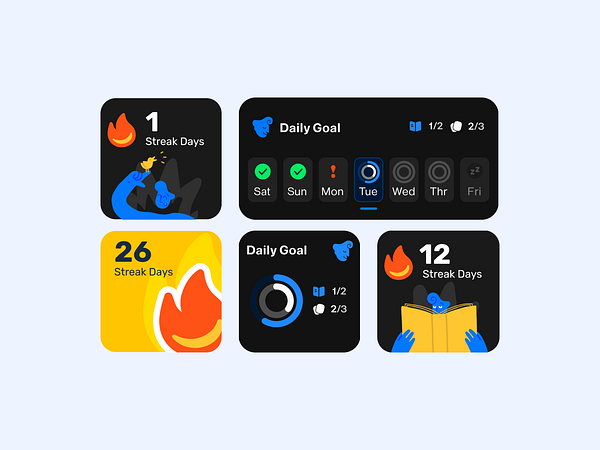 Daily Goal & Streak Widgets - Dark Mode🌒 by Mohammed Hattab on Dribbble