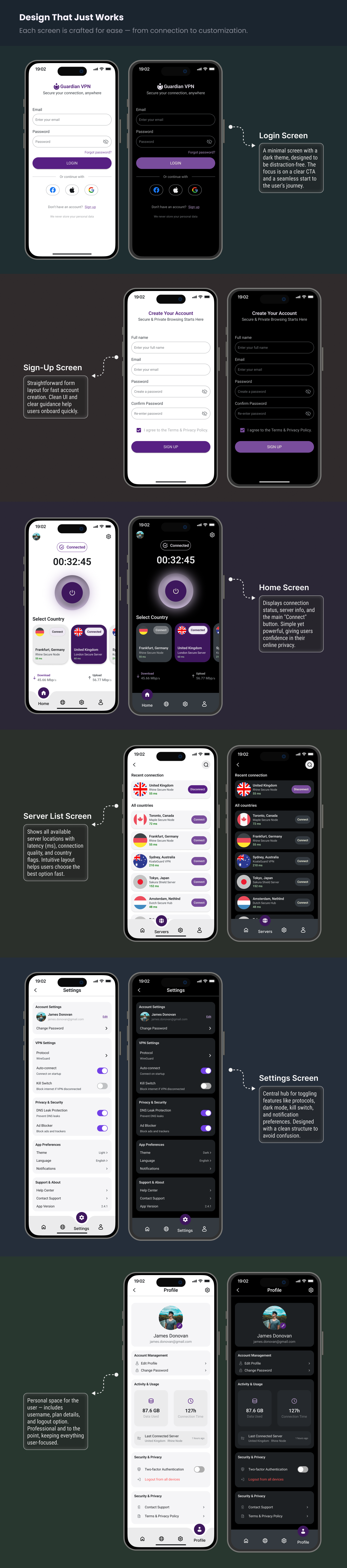 VPN Mobile App Interface – A Modern Minimalist Approach by Tarek ...