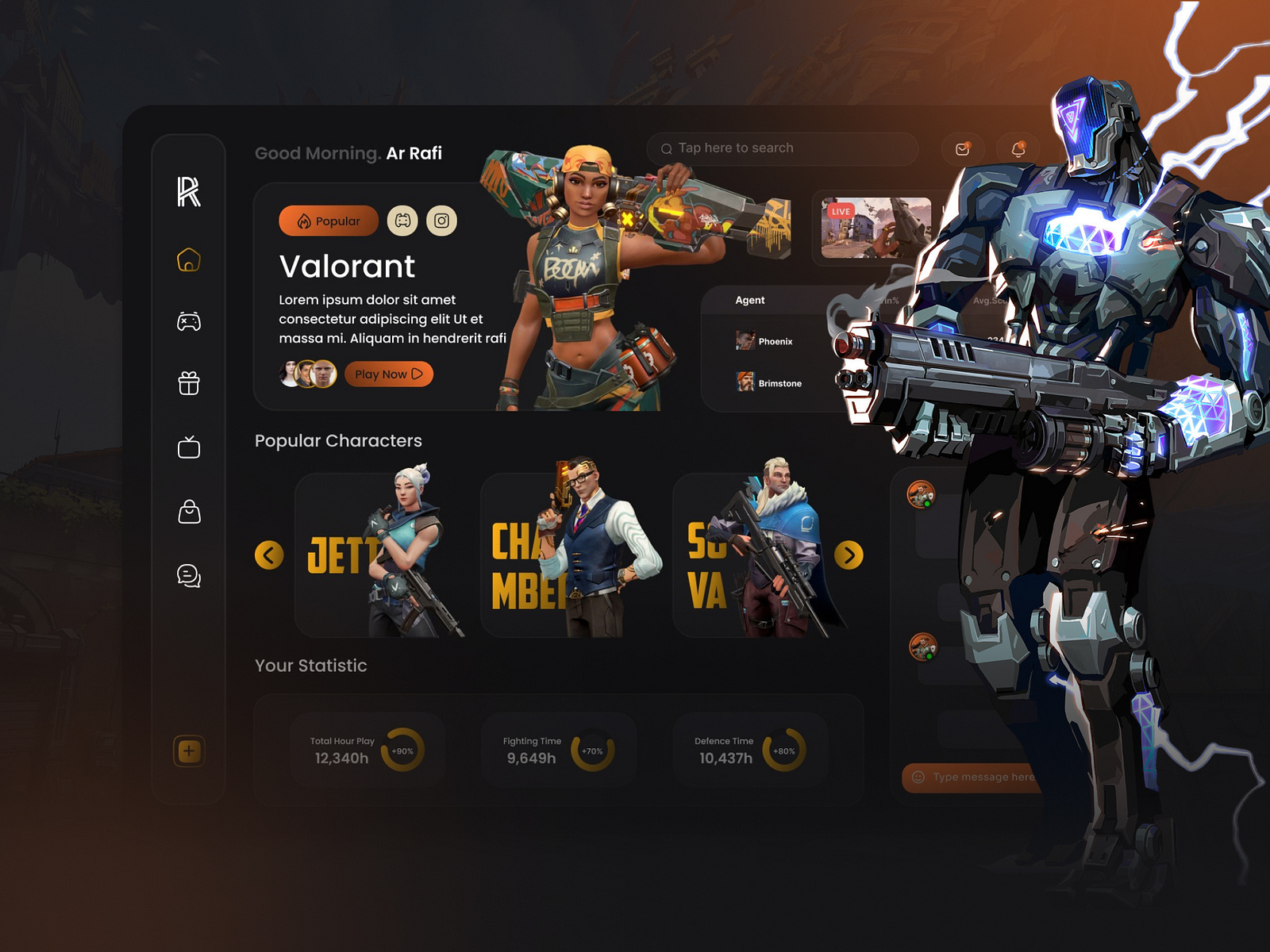 Valorant-Inspired Game Dashboard UI by Ar Rafi for Trio Studio on Dribbble