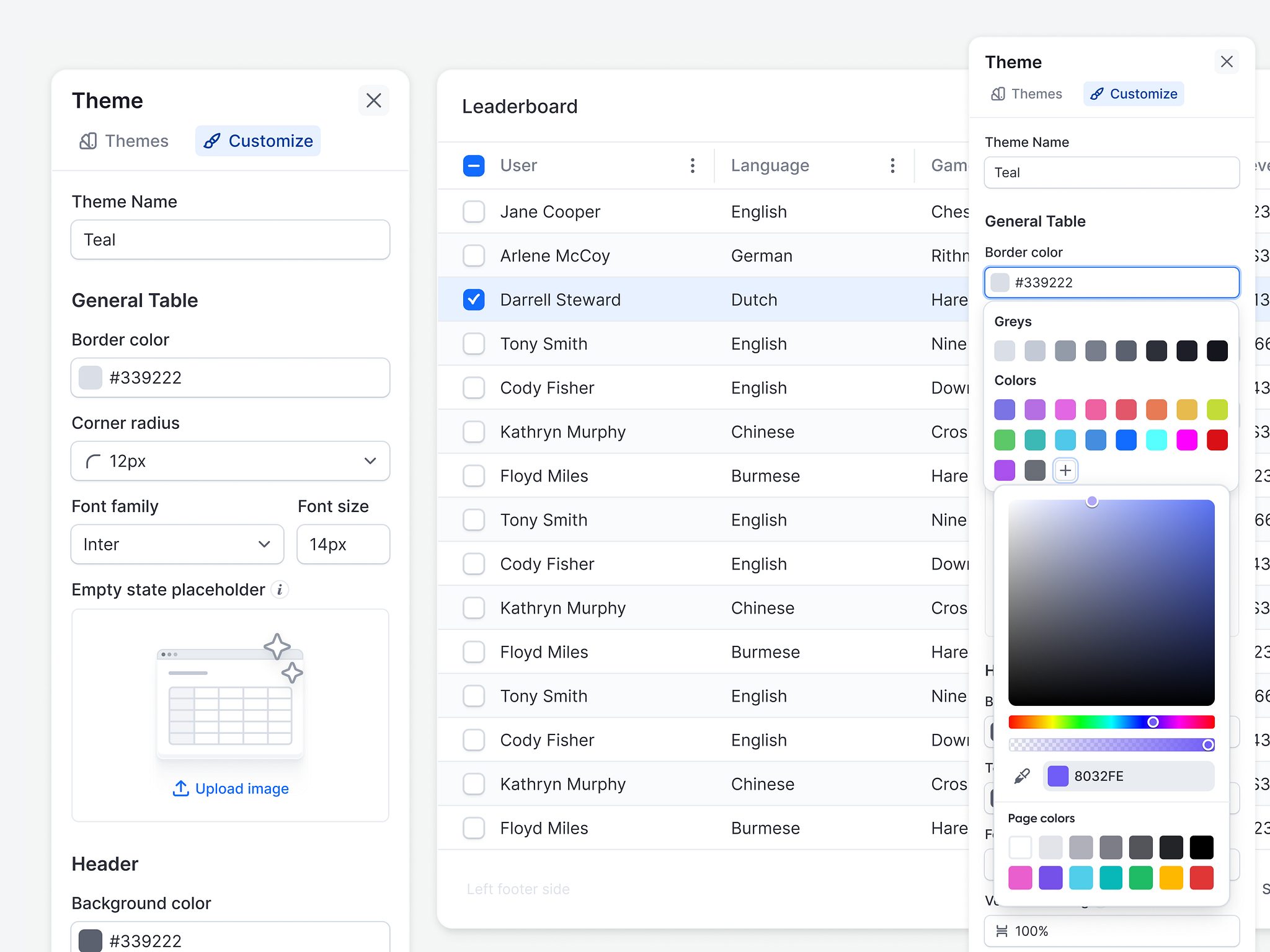 Theme Editor Saas Datagrid Table by Virgil Pana on Dribbble
