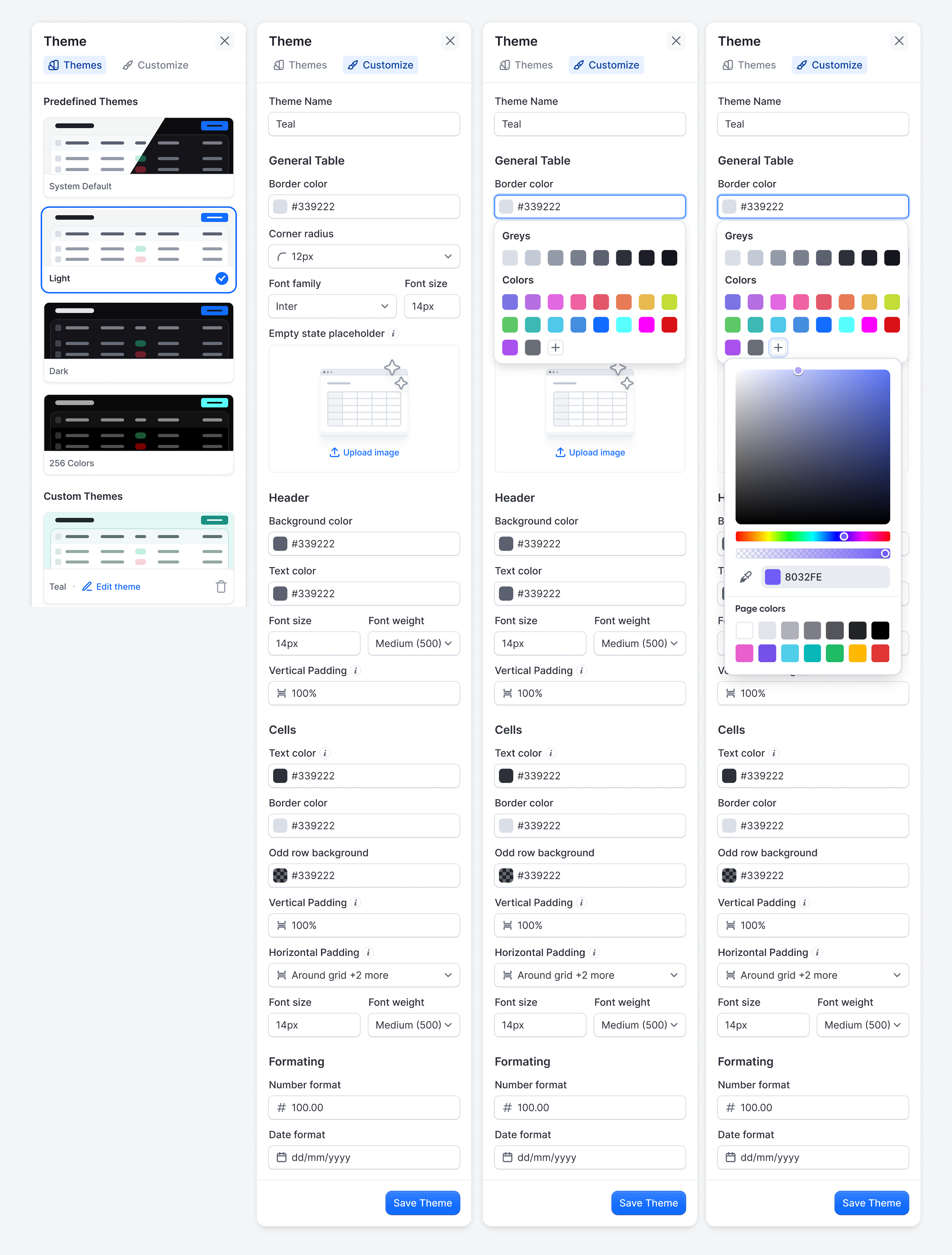 Theme Editor Saas Datagrid Table by Virgil Pana on Dribbble