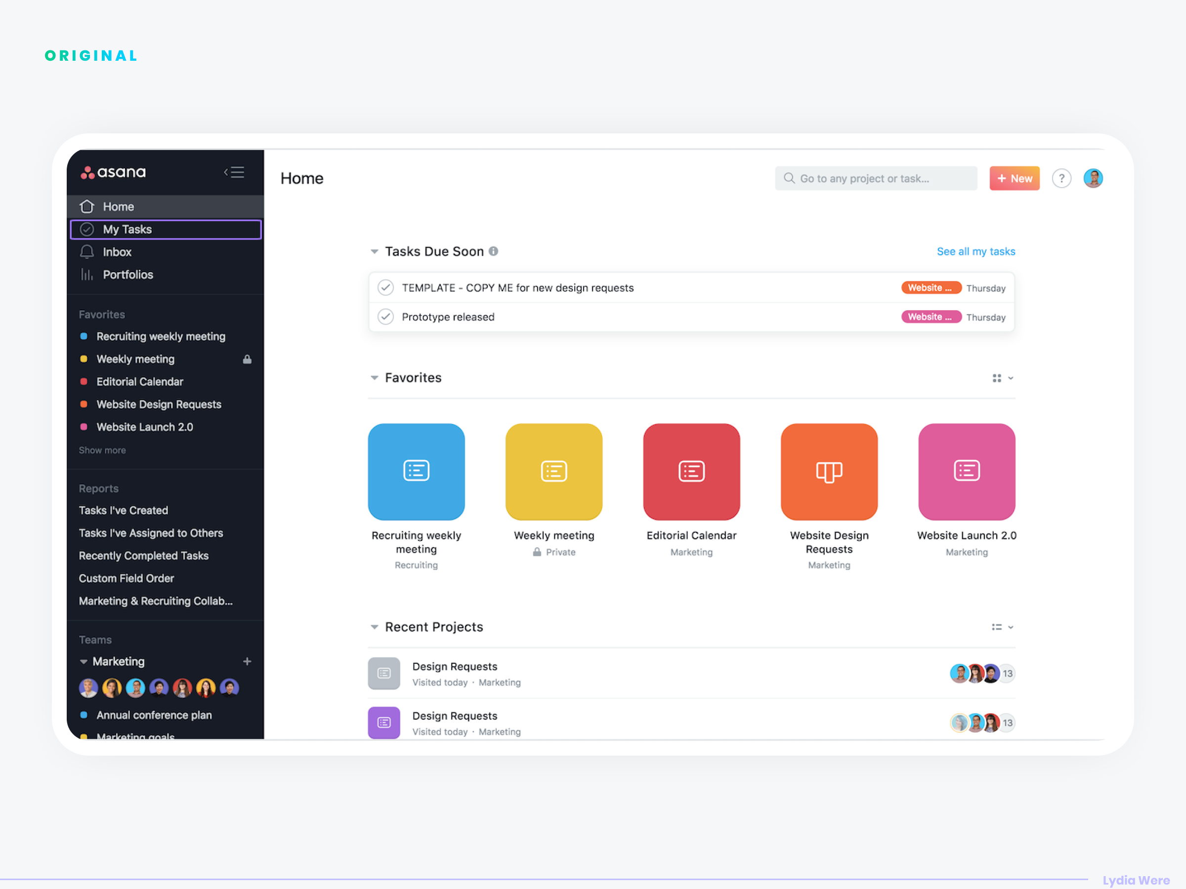 Asana Home Screen by Lydia Were on Dribbble