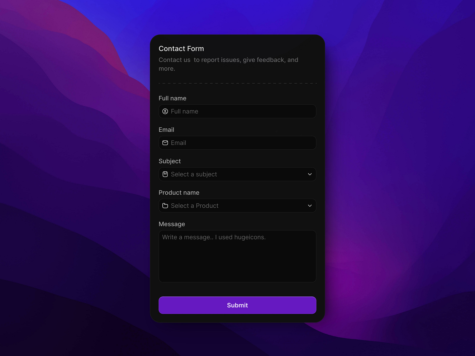 Contact Form - Dark mode by Prashanth on Dribbble