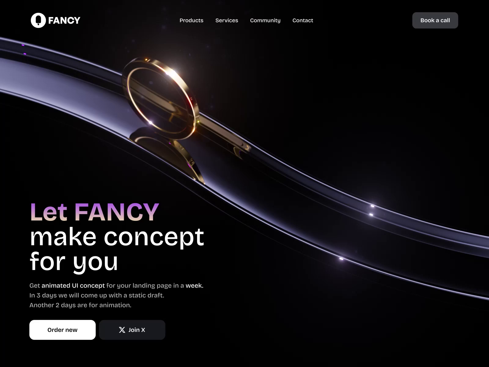 3D landing page hero section animation by ALEX BENDER for FANCY on Dribbble