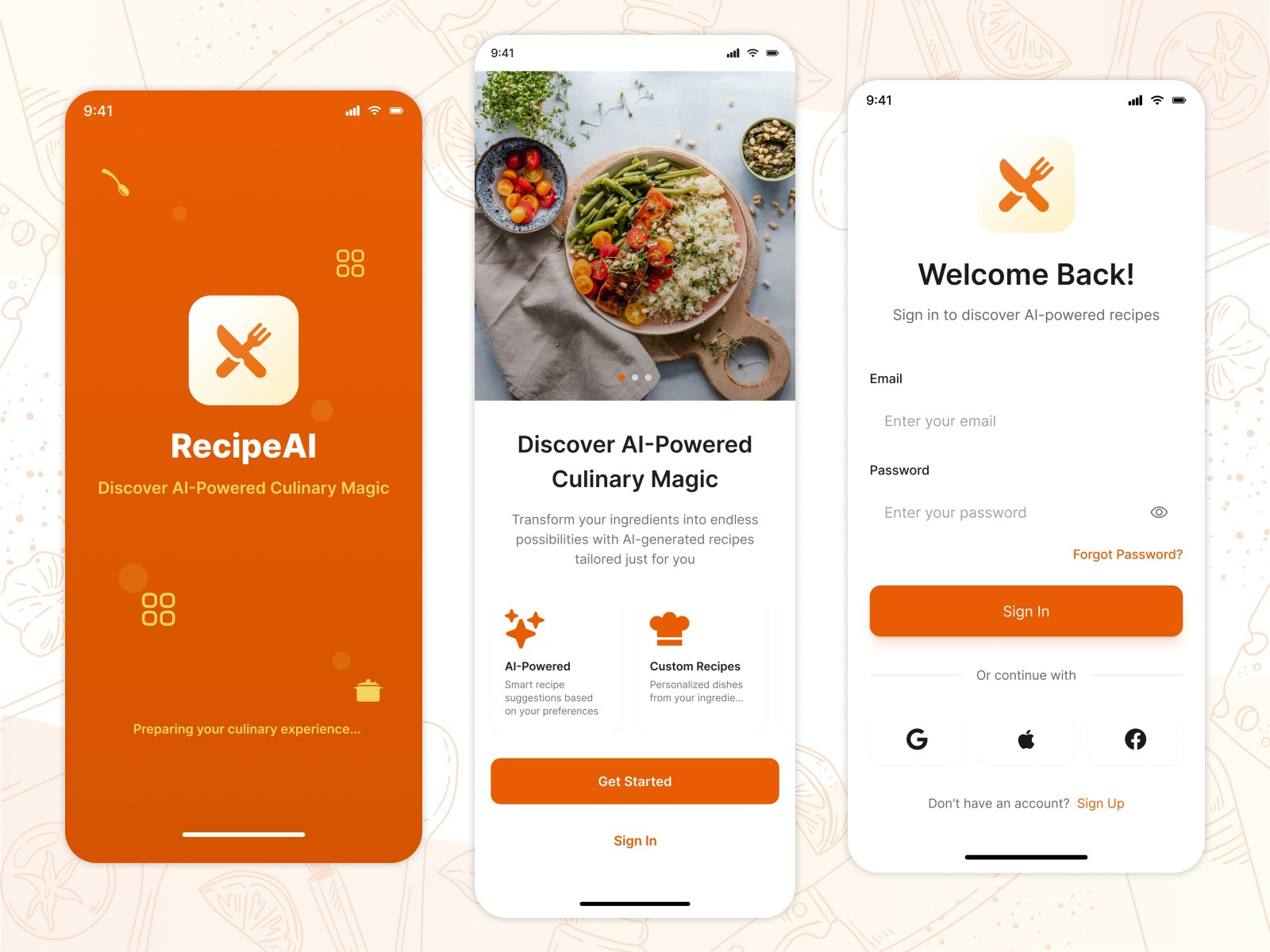 AI Generated Recipes App UI with Clean Design: Cook with AI by Anglara ...