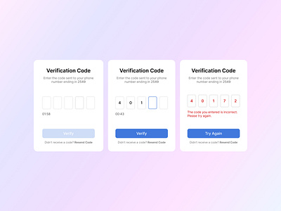 Verification Code UI Design - 🎨 Day 7/7 by Bardia Adibi on Dribbble