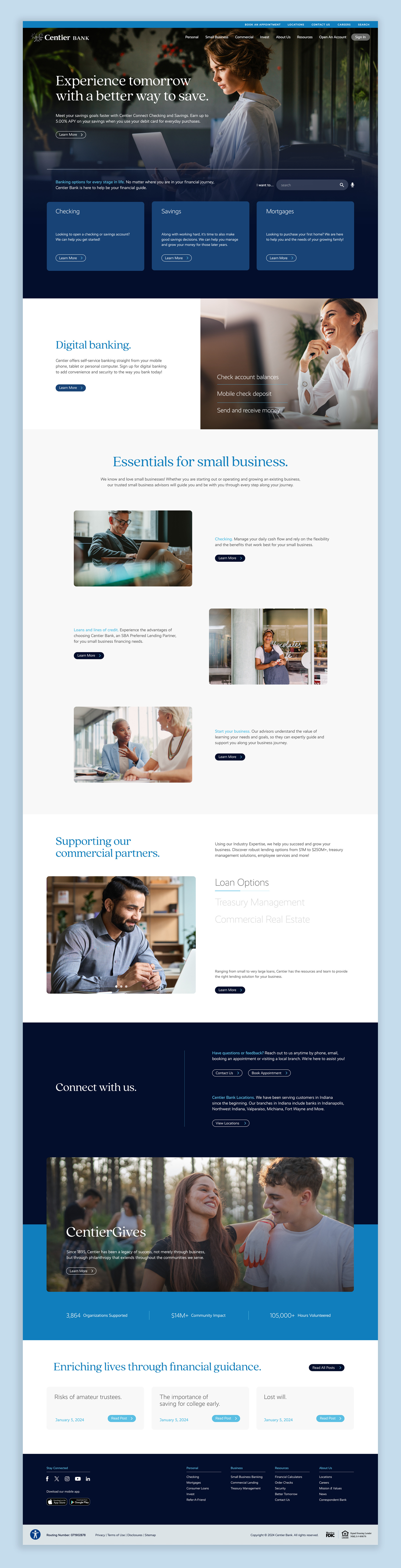 Centier Bank Homepage Website UI/UX Design Concept by Katie VanFarowe ...