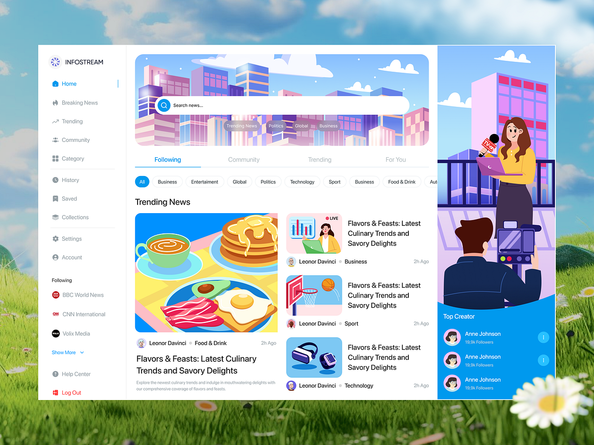 InfoStream Dashboard – Personalized News Hub by Awe Saas for Awe Design ...
