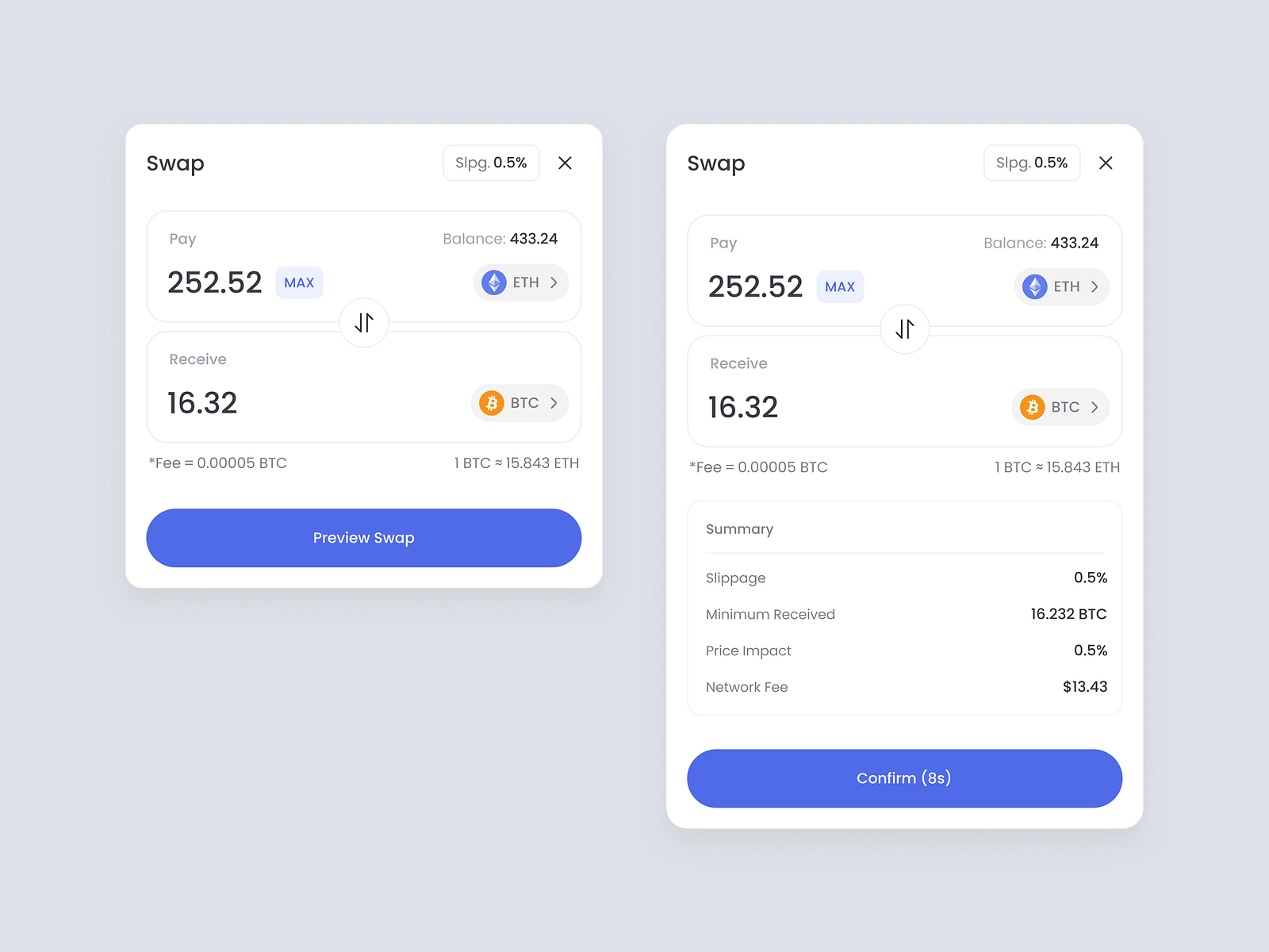 Crypto Swap Modal – UI Flow by Beka Kvaratskhelia on Dribbble