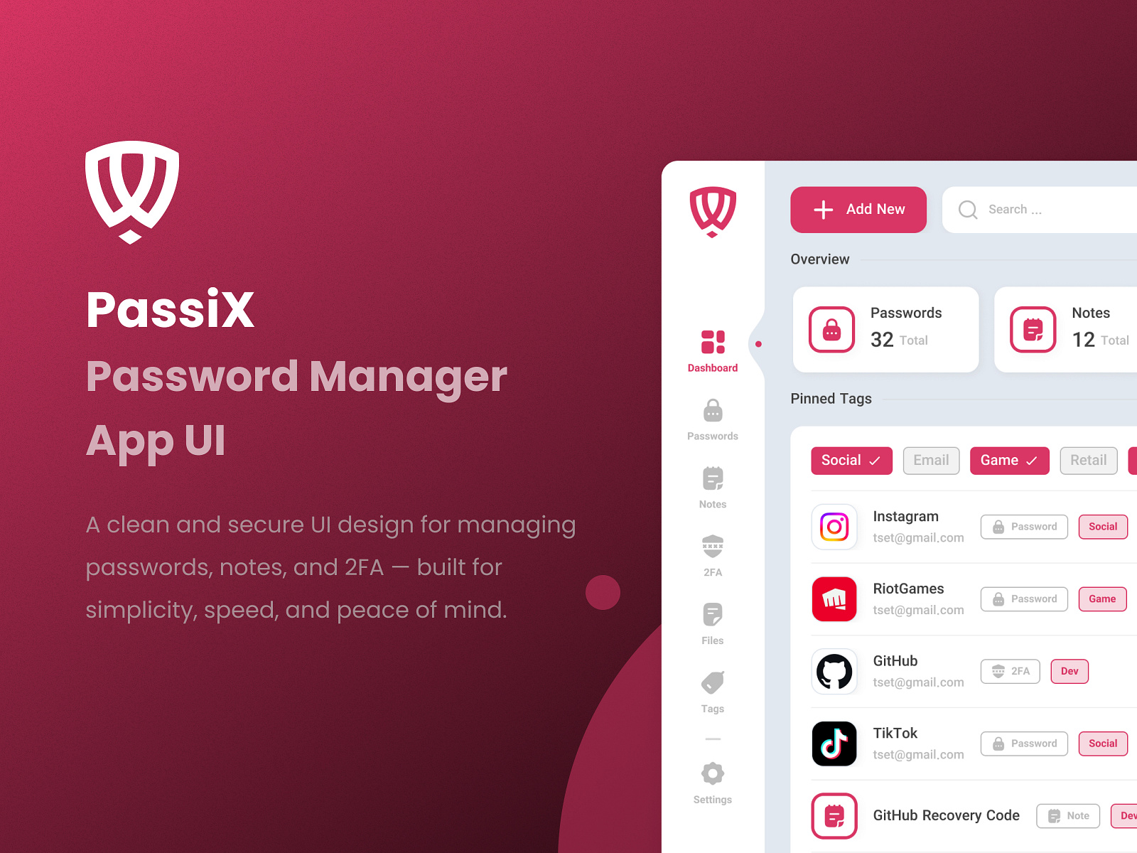 PassiX - Password Manager App UI by Farhad.M on Dribbble