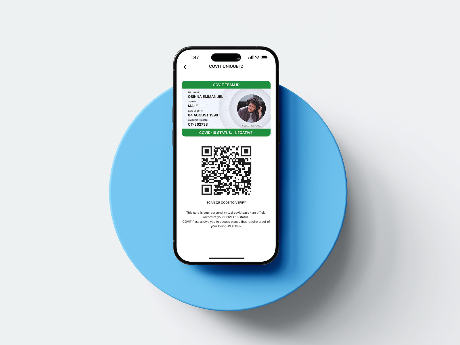 CovitPass: Scannable Test IDs by Obinna Emmanuel Udegbunem on Dribbble