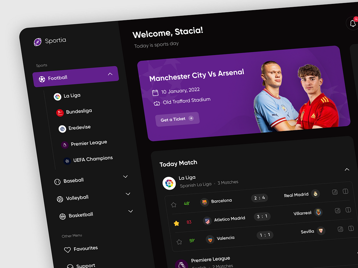 Football Dashboard designs, themes, templates and downloadable graphic ...