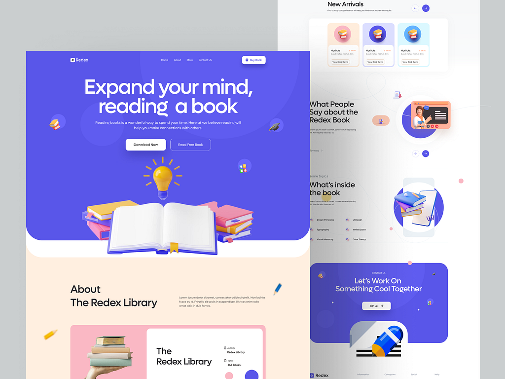 Web site design: book landing web page, site ui design designer by ...