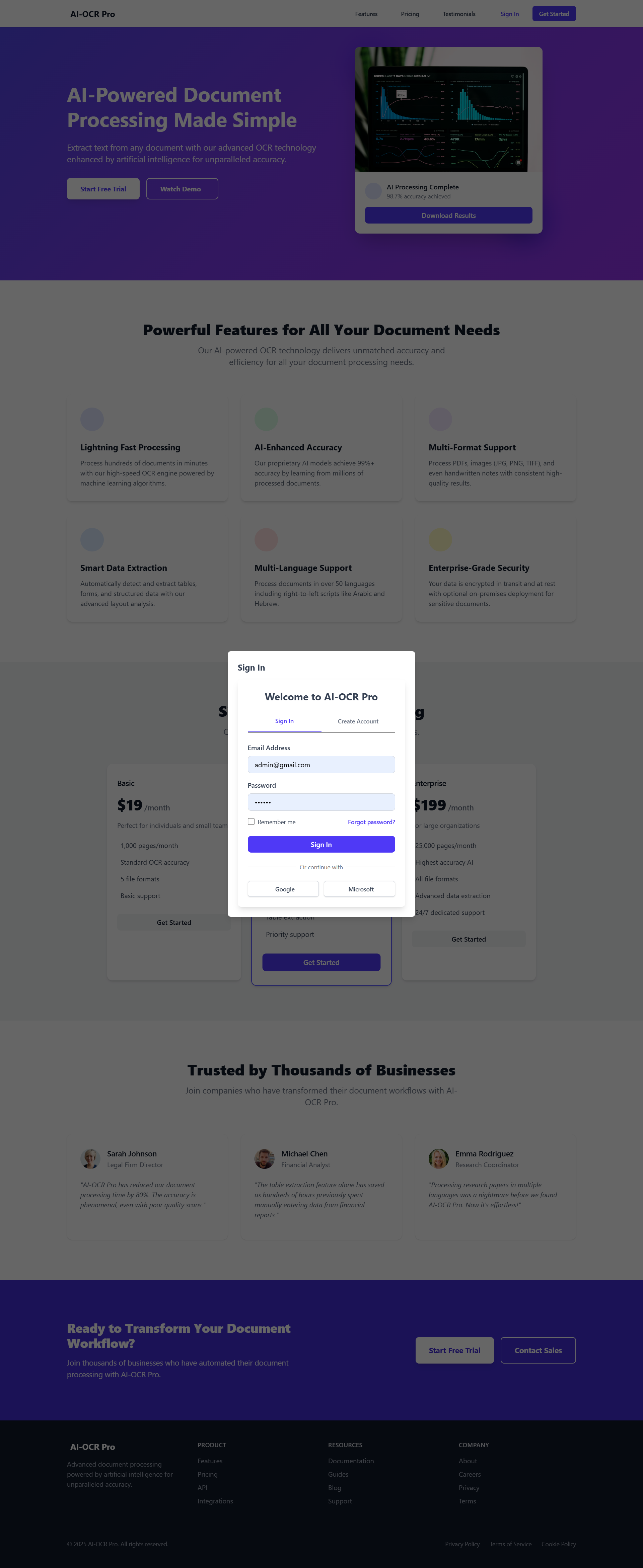 AI-OCR Dashboard - Transforming Document Management with AI by Crispin The Developer on Dribbble