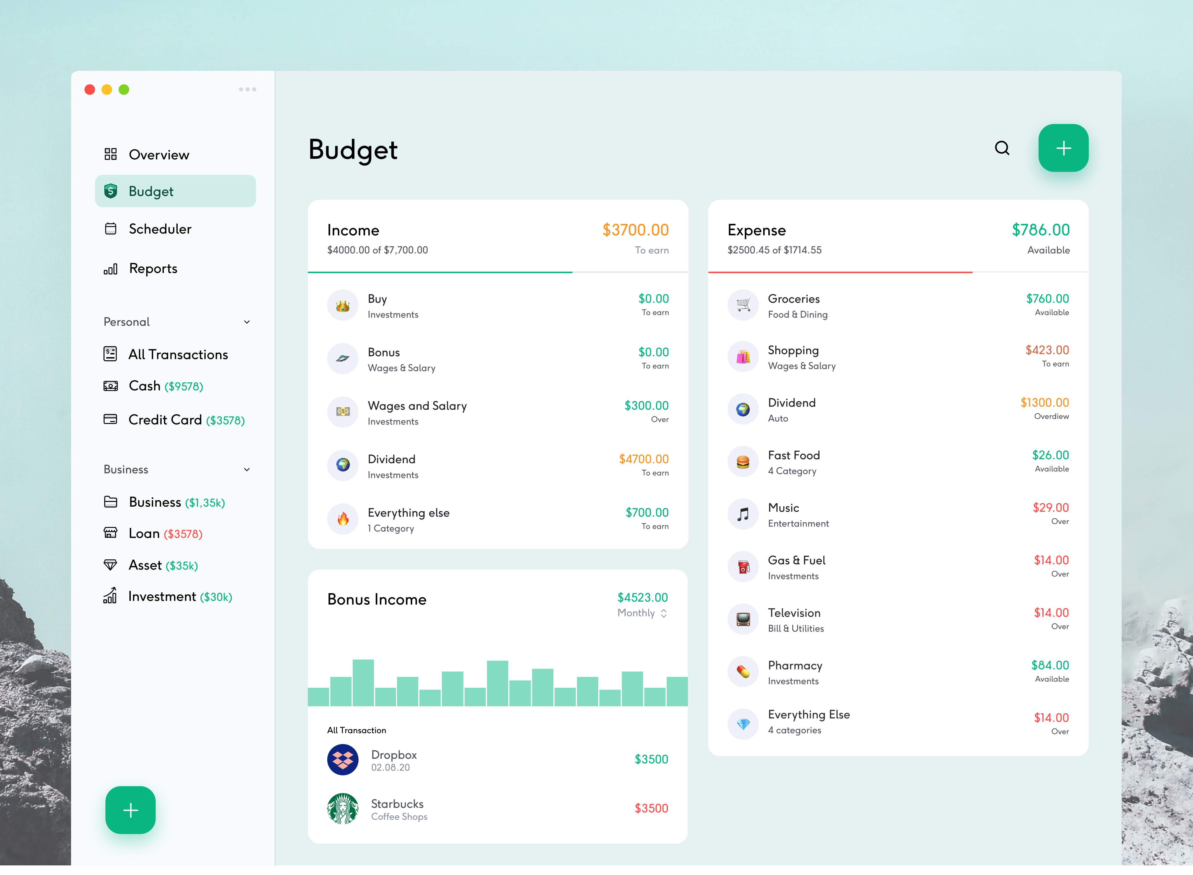Money management web app budget screen design by Masudur Rahman for ...