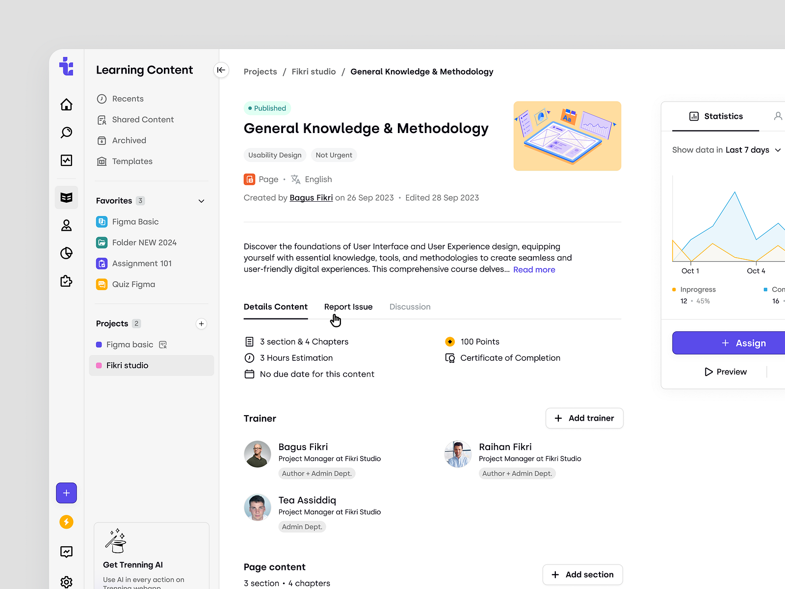 Trenning – Admin View of Course Details & Stats (LMS Platform) by Bagus ...