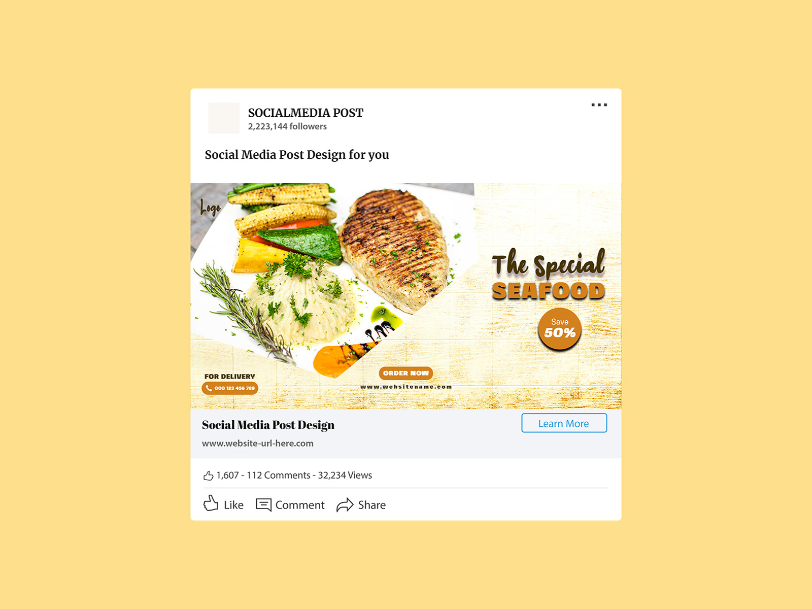 Seafood social media post design by Asefa Ferdous on Dribbble