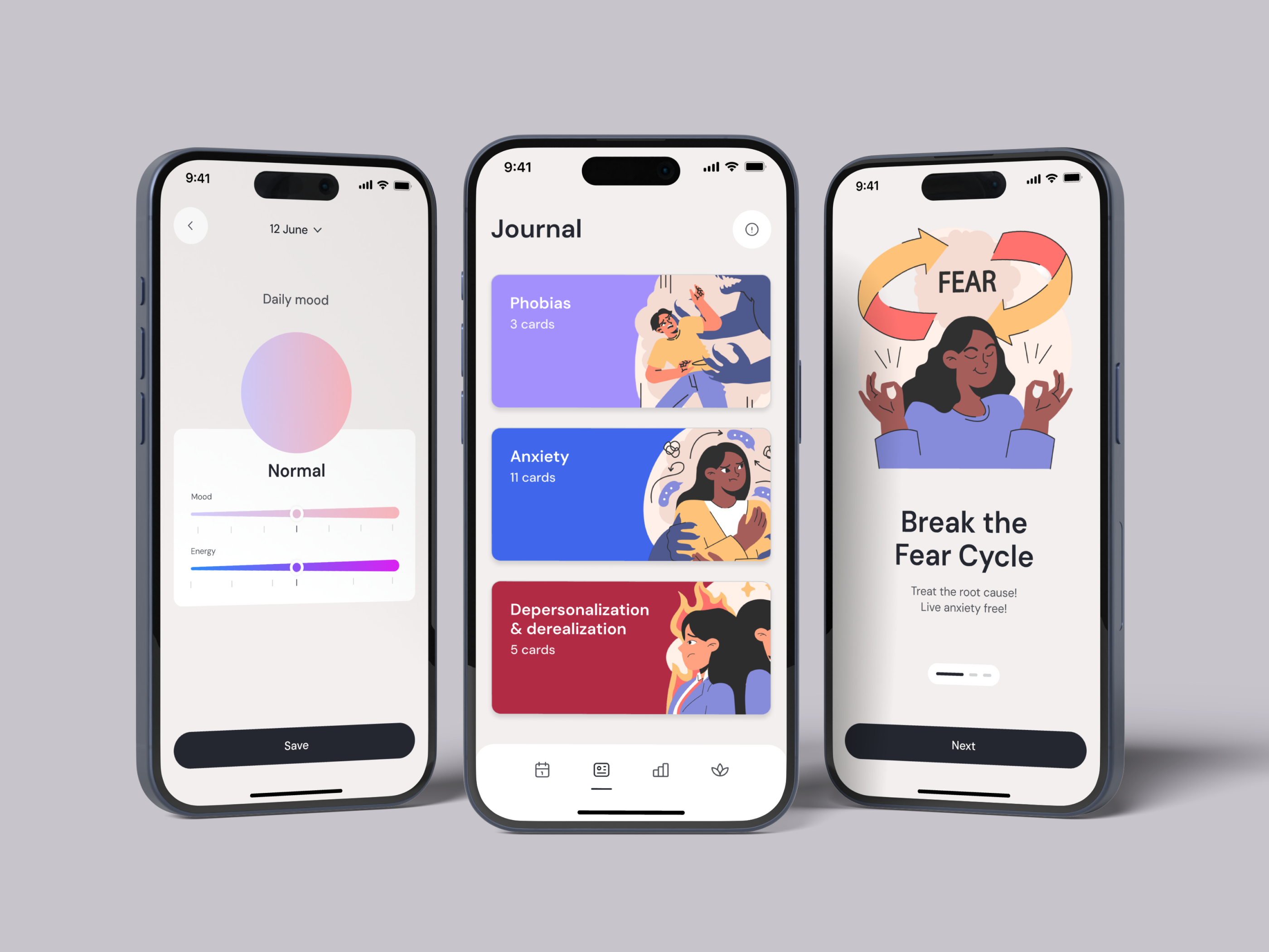 Mental Health App — Mood Tracker & Daily Journal by Grona Tech on Dribbble