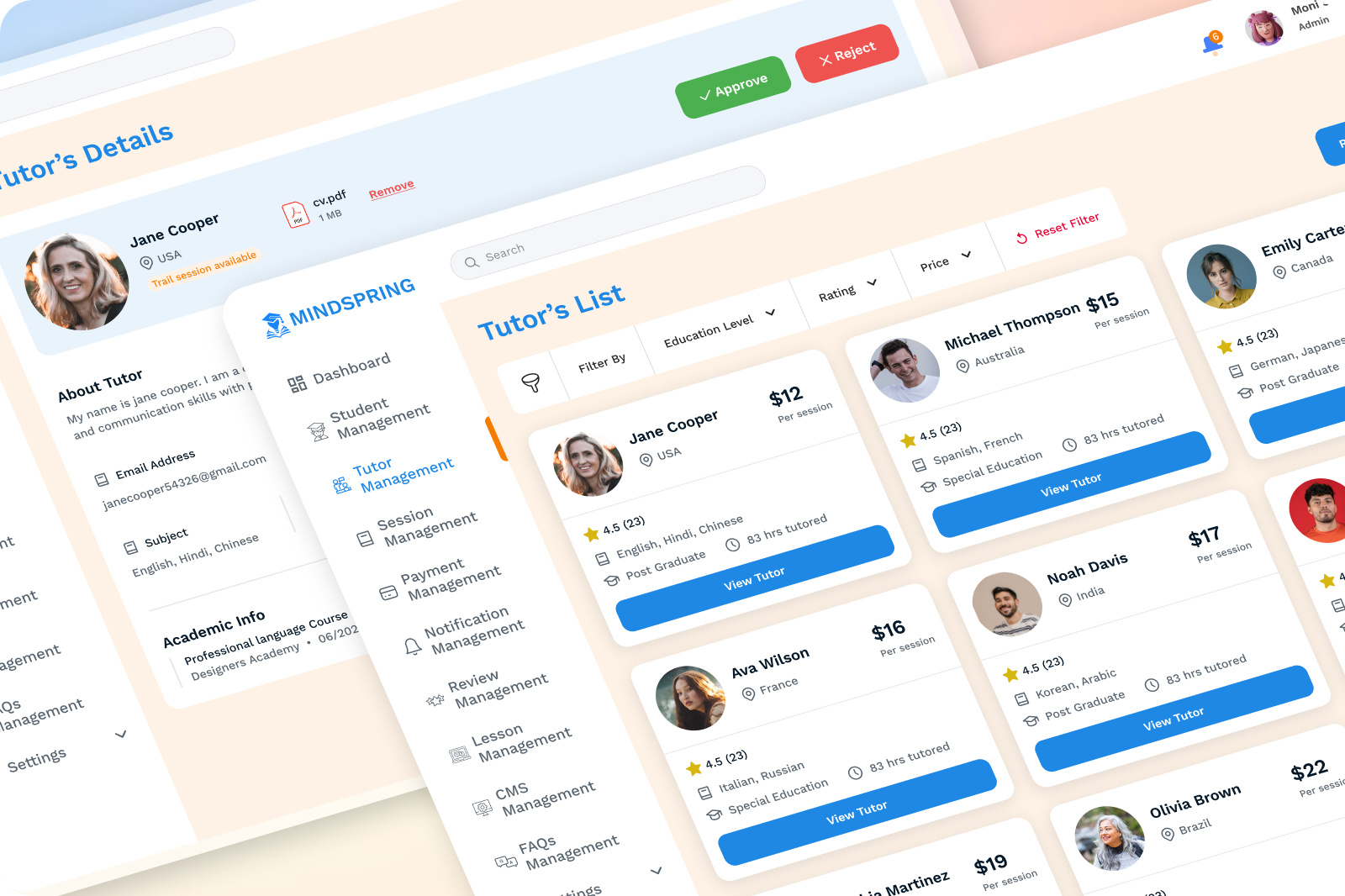 Tutoring Dashboard by Parth Shah on Dribbble