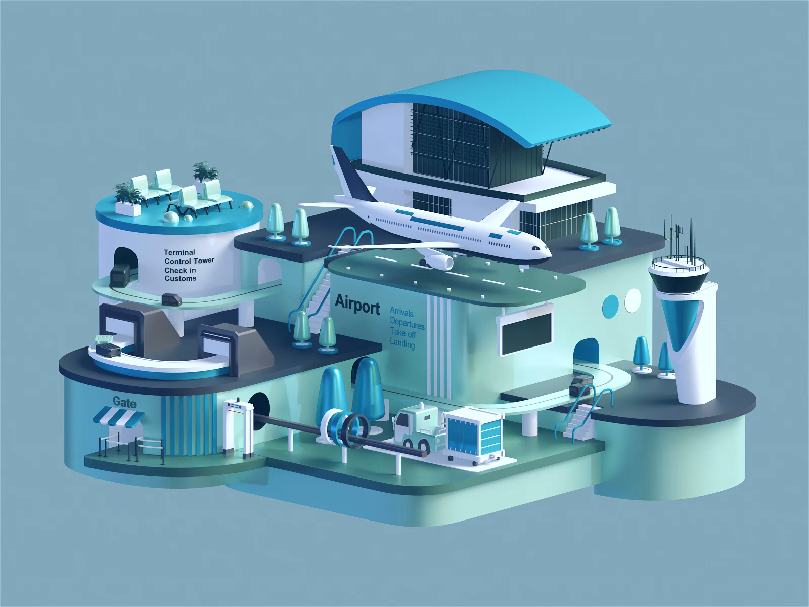 Airport animation by Nermin Muminovic on Dribbble