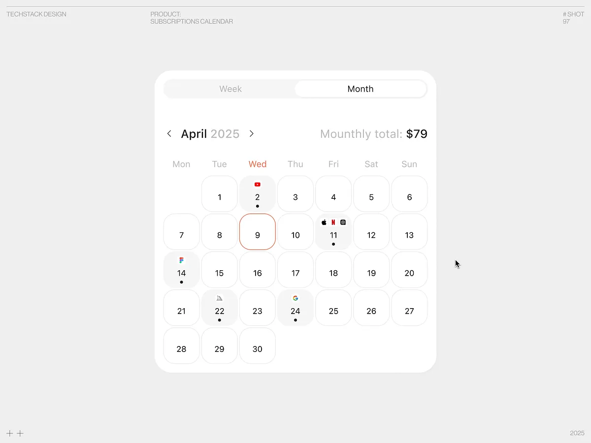 Calendar UI designs, themes, templates and downloadable graphic ...