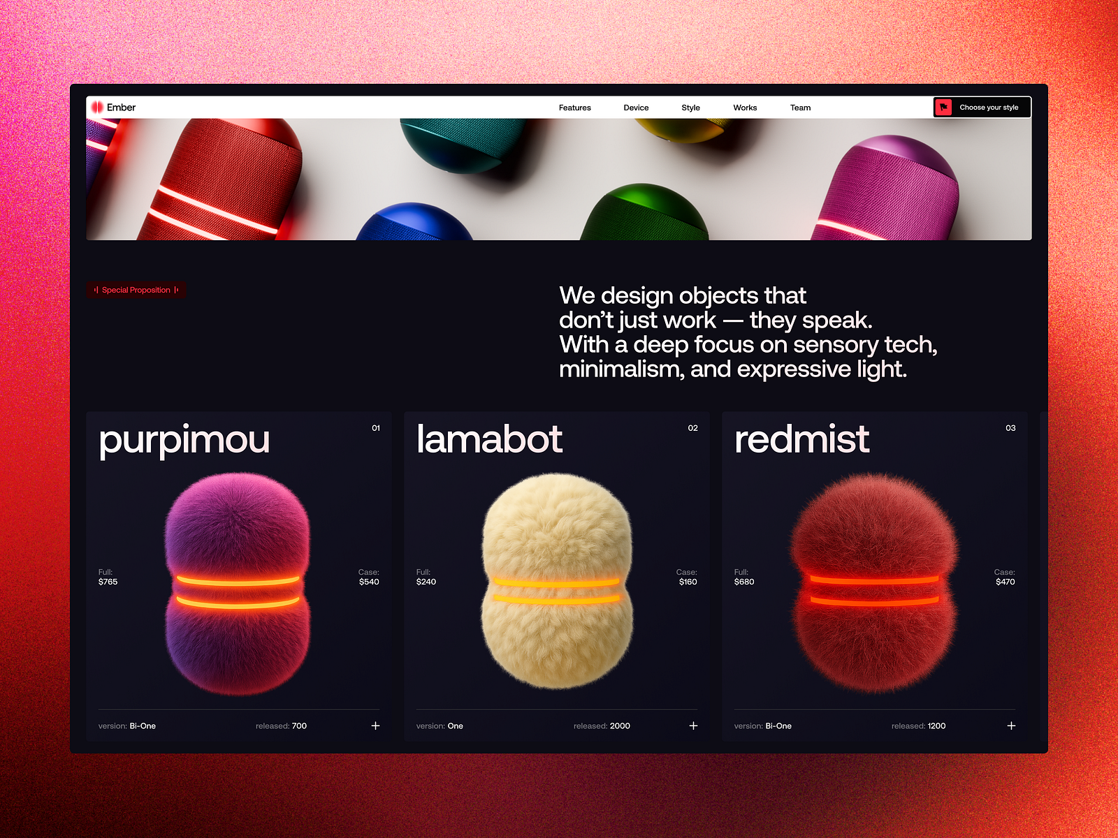 AI Landing page startup website screen Ember by Lazarev. | Web Design for Lazarev. UI/UX Design ...