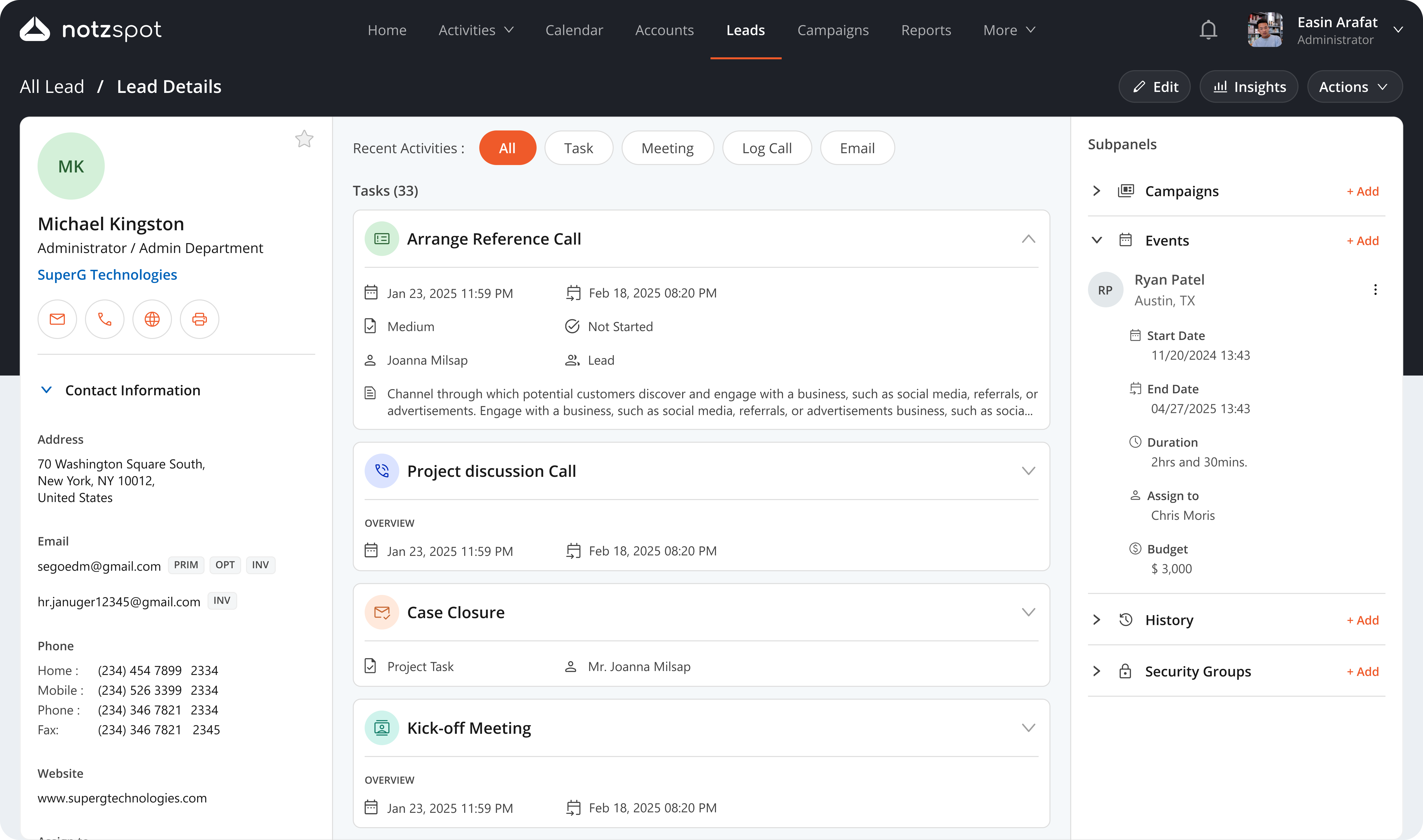 notzspot - CRM Web Application UI by Mohammed Sulaiman on Dribbble