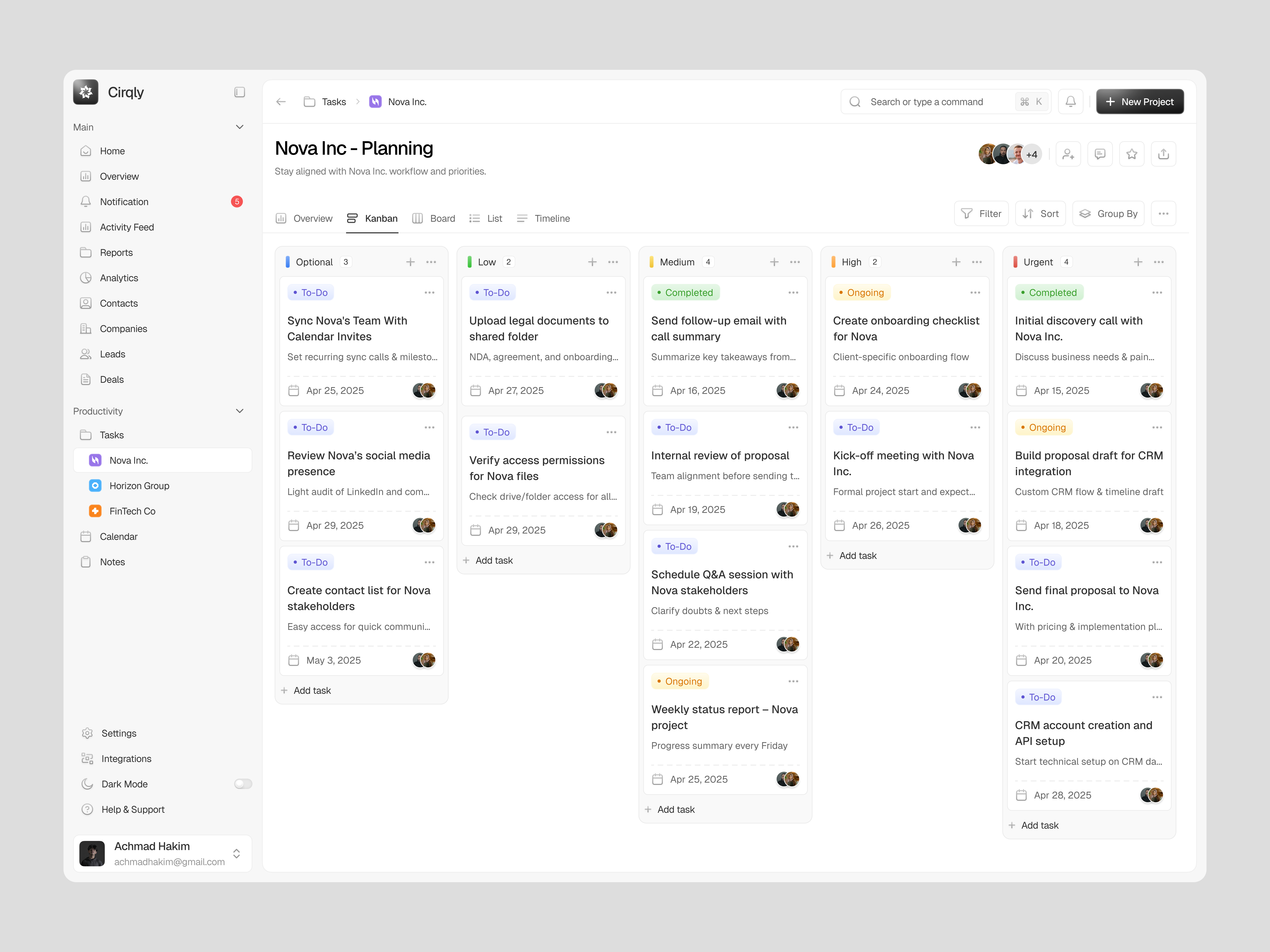 CRM Task Planning Dashboard by Achmad Hakim for Spark Pixel Design on ...