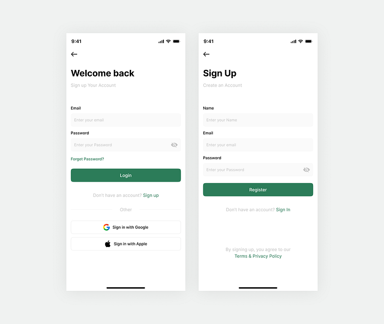 Login / Signup Page For Mobile App Ui design by Sanket Unagar on Dribbble