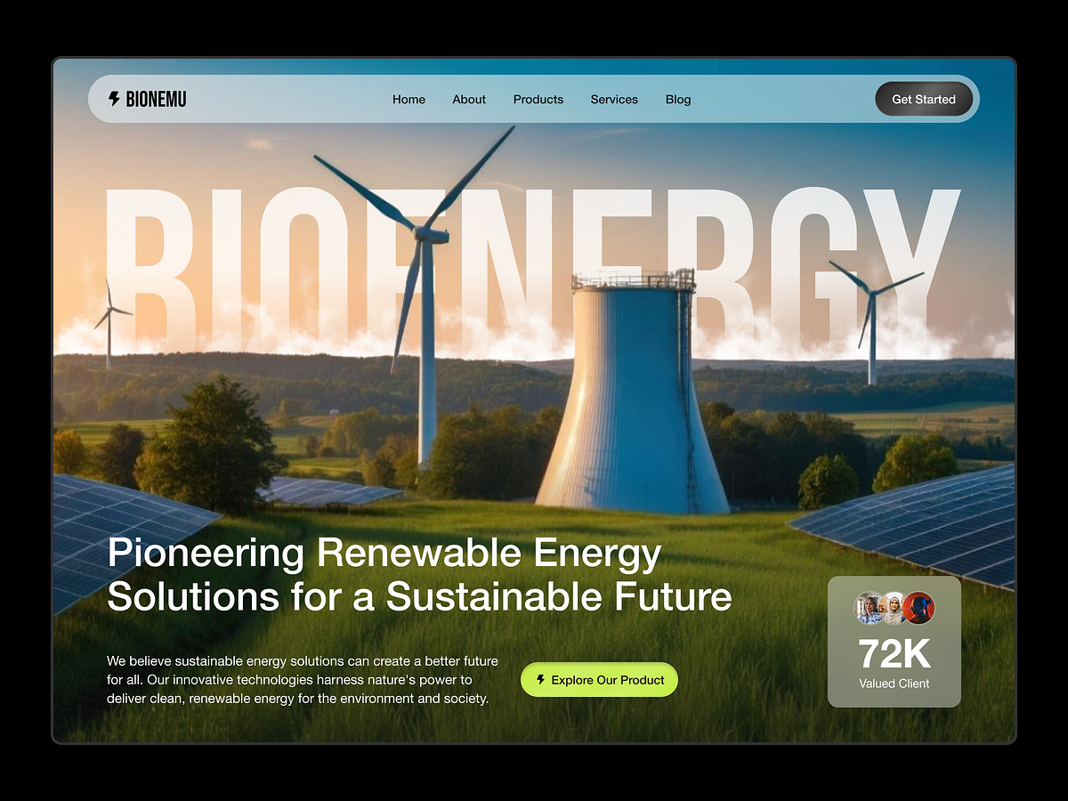BIONEMU : BIOENERGY Hero Landing Page by Fauzan Ardhiansyah on Dribbble