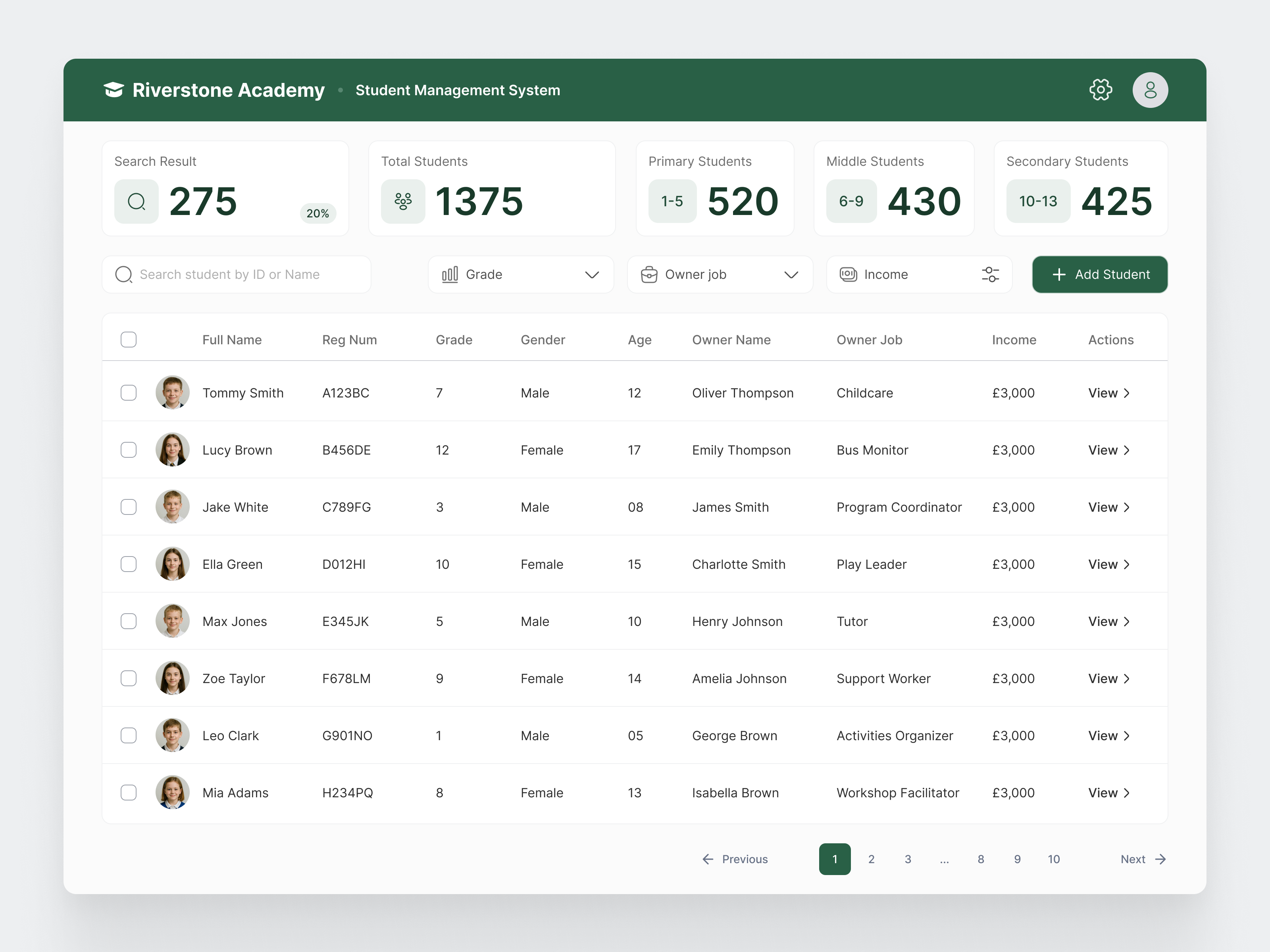 Student Management System designs, themes, templates and downloadable ...