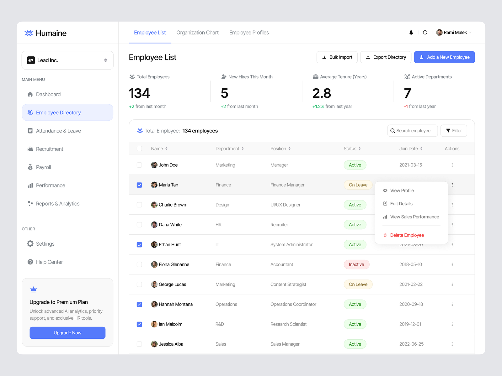 Employee List Page by Budiarti R. on Dribbble