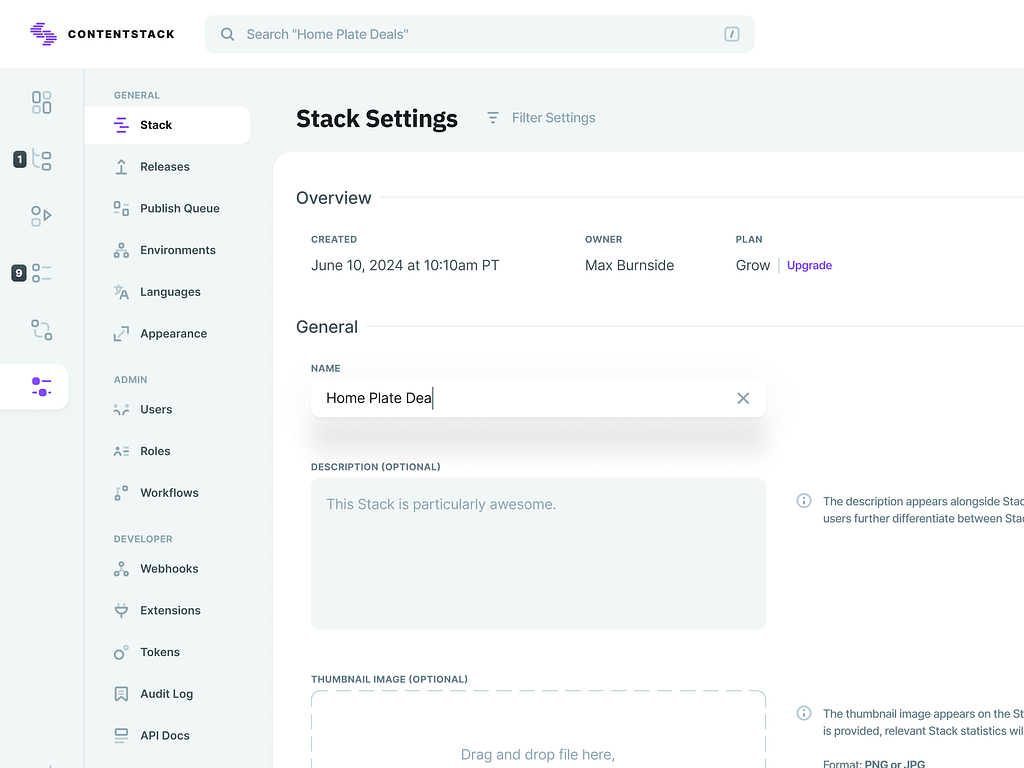 Contentstack CMS Settings UI by Max Burnside on Dribbble