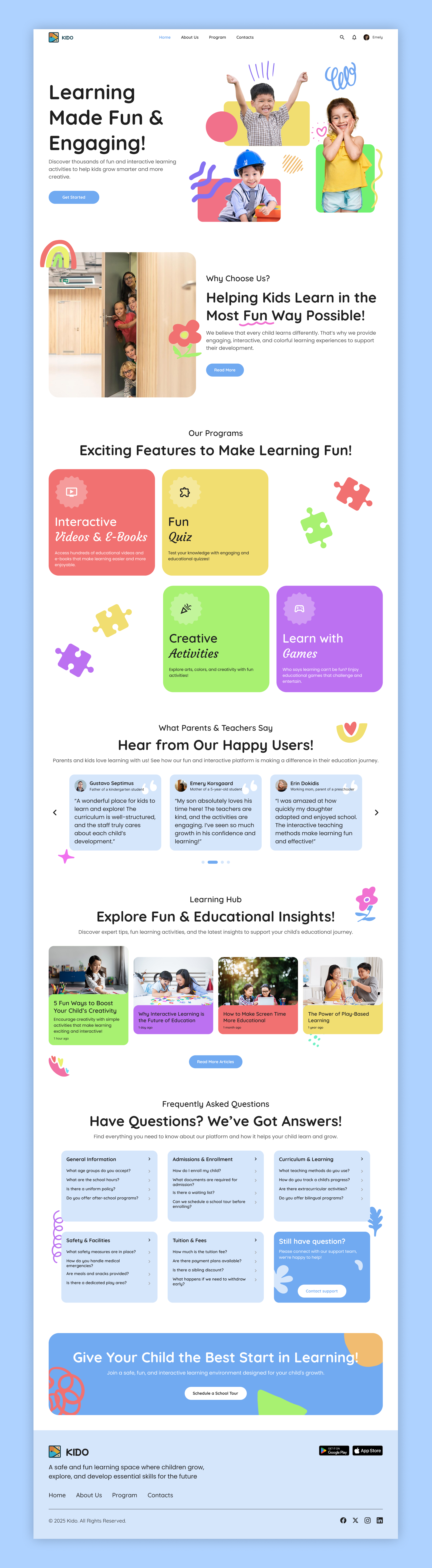 Kido - Kids School Landing Page by Fahreza Ananda Kusuma on Dribbble