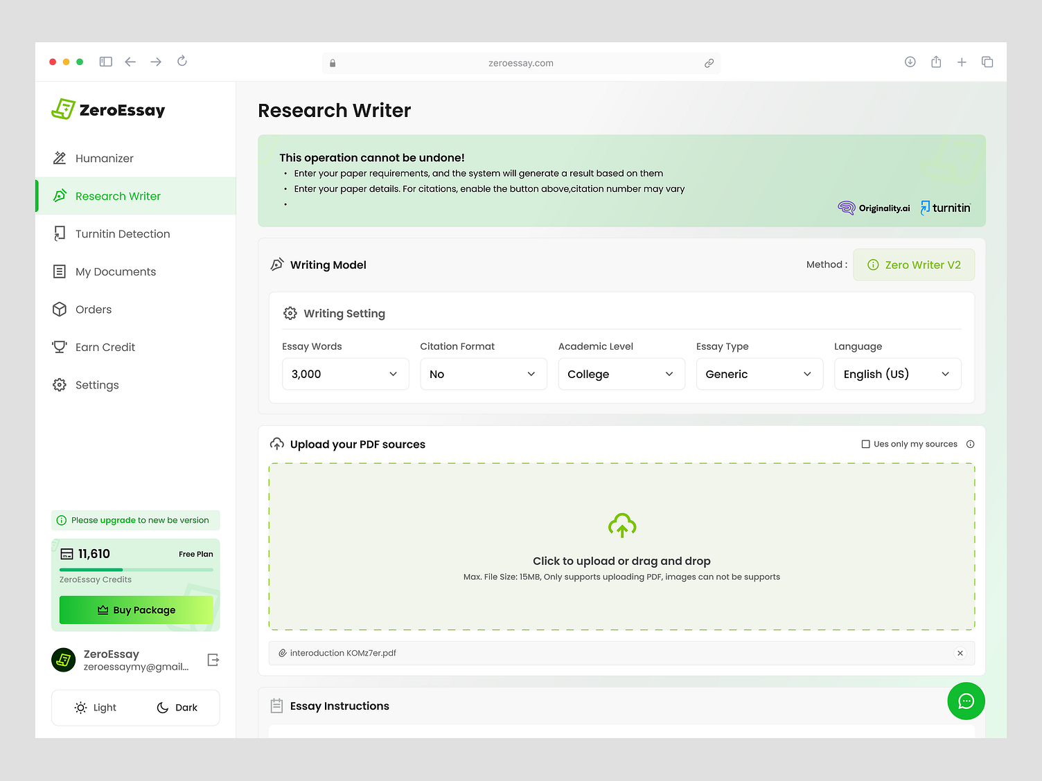 ZeroEssay - AI Detection SaaS Dashboard | UI Design by Shahid Miah UI UX Designer for Wavespace ...