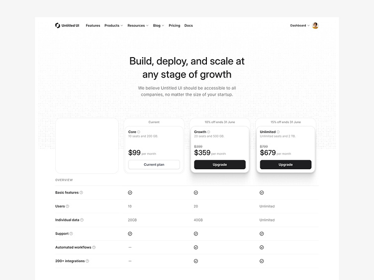 Pricing — Untitled UI by Jordan Hughes® on Dribbble