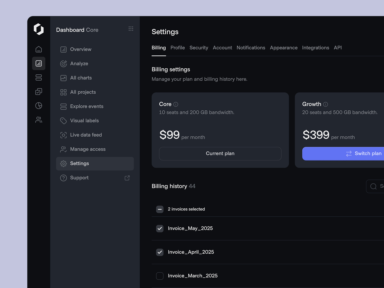 Billing settings — Untitled UI by Jordan Hughes® on Dribbble