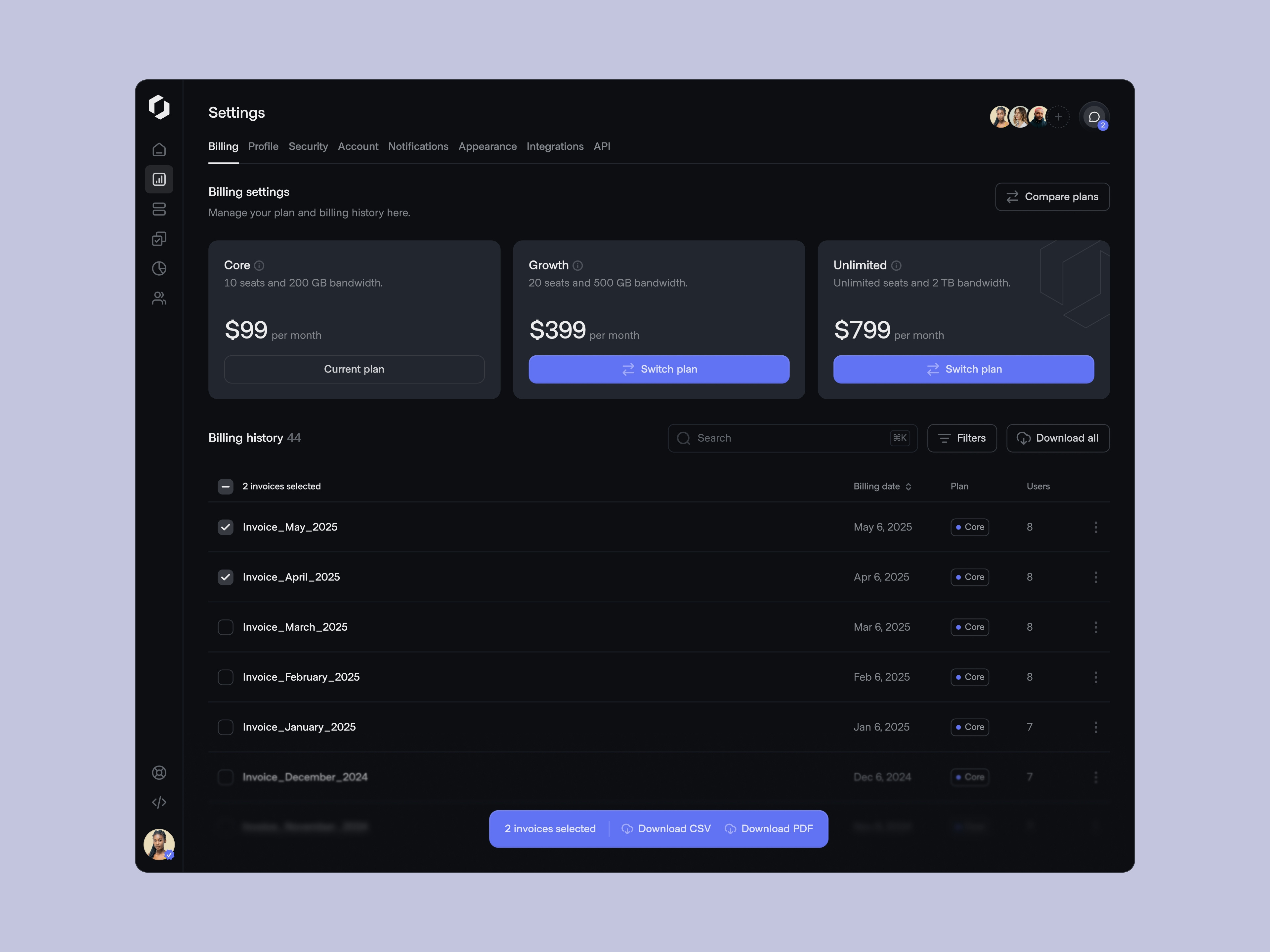 Billing settings — Untitled UI by Jordan Hughes® on Dribbble