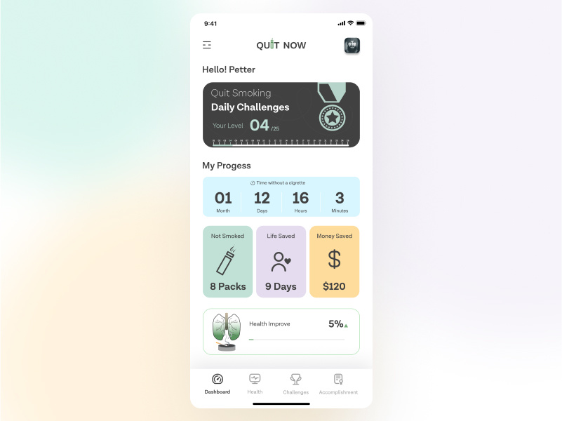 🚭 Quit Now – Smoking Cessation App by ME UI/UX Designer on Dribbble