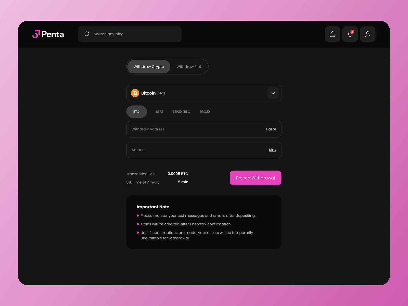 Crypto Withdrawal UI — Sleek Dark Mode for Secure Transactions by ...