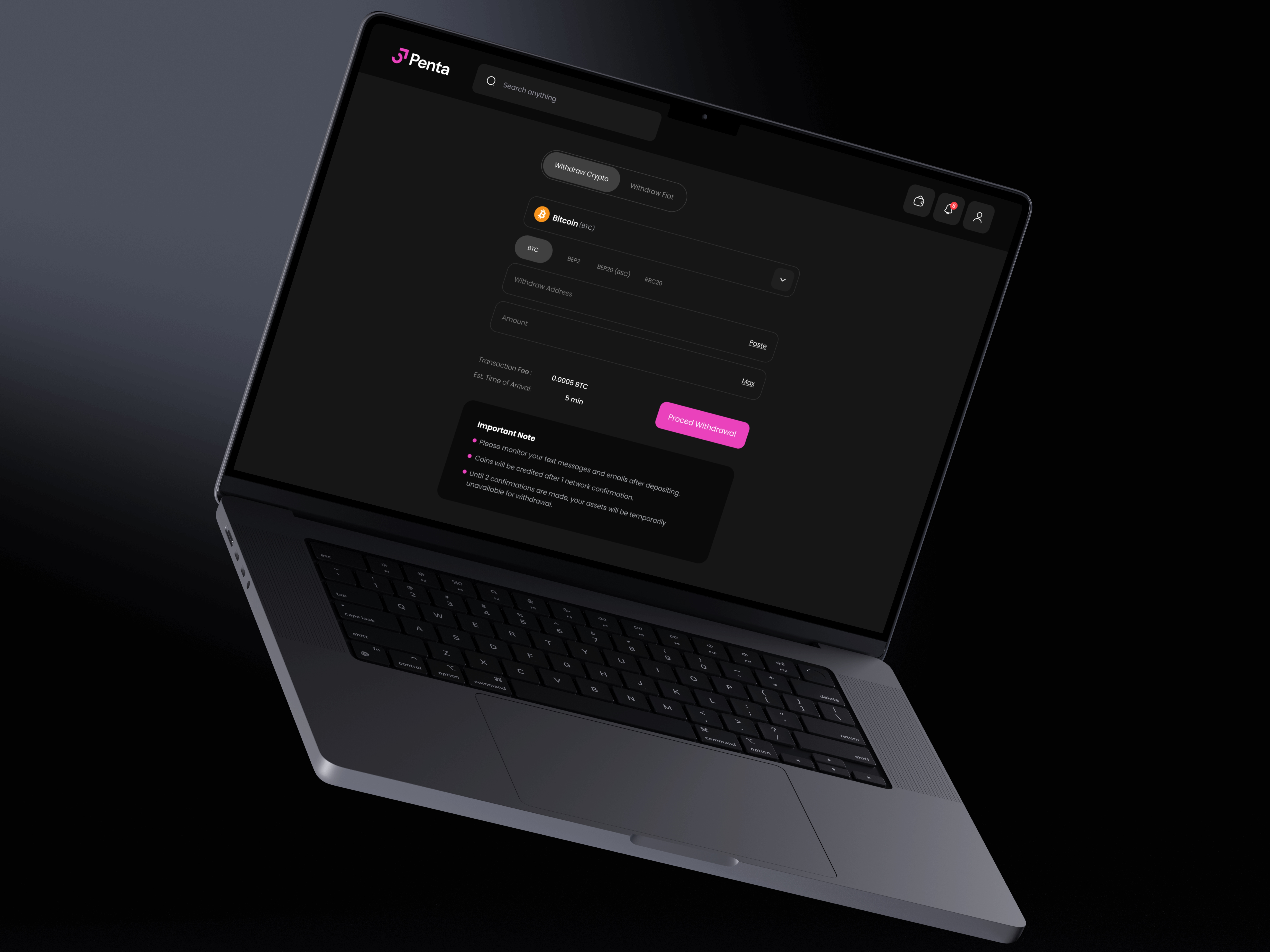 Crypto Withdrawal UI — Sleek Dark Mode for Secure Transactions by Beka ...