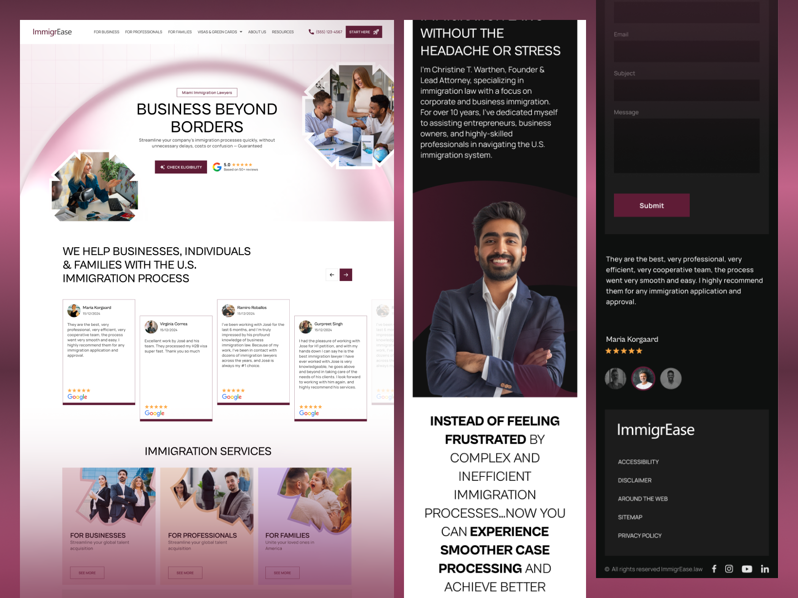 Designing Clarity Across Borders — ImmigrEase Landing Page UI by ...